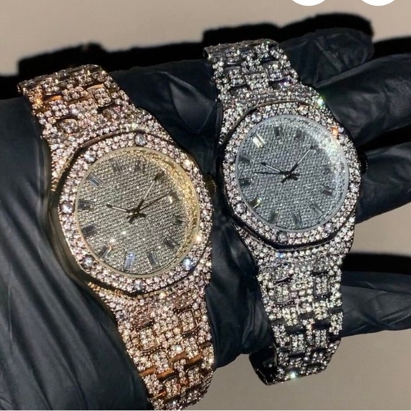 Jewelry | 18k Goldwhite Gold Unisex Octogonal Icedout Baguette Diamond Watch | Poshmark